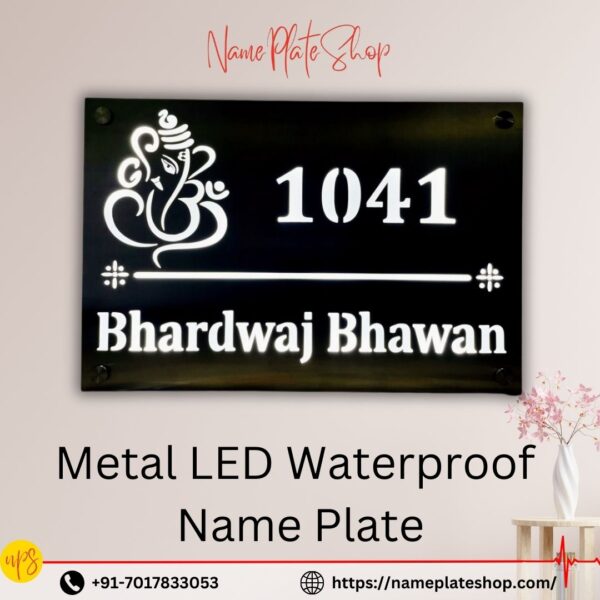 Metal LED Waterproof Name Plate | Radiate Elegance