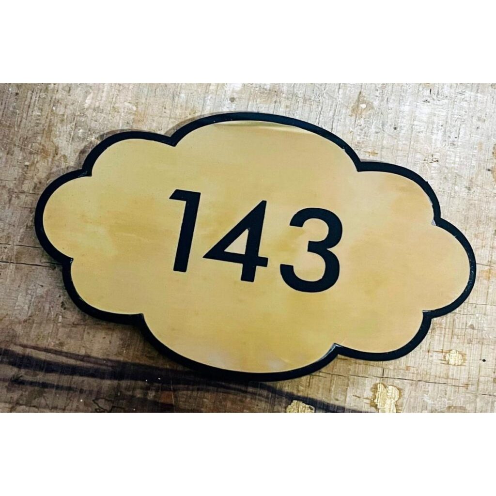 Golden Metal CNC Engraved Door Number Plate | Weatherproof