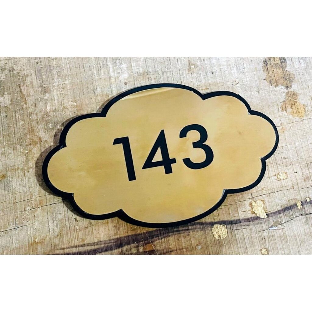 Golden Metal CNC Engraved Door Number Plate | Weatherproof