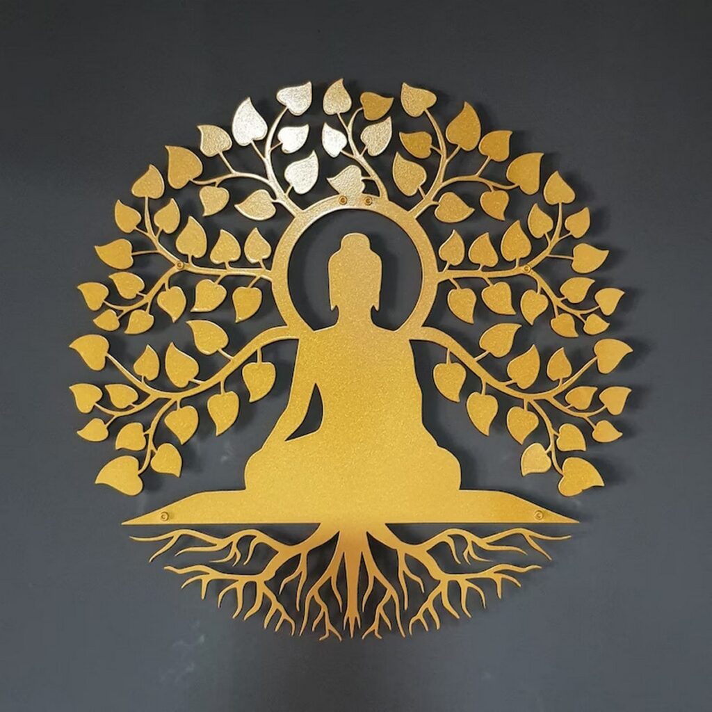 Illuminated Buddha Metal Wall Sign Soulful Serenity