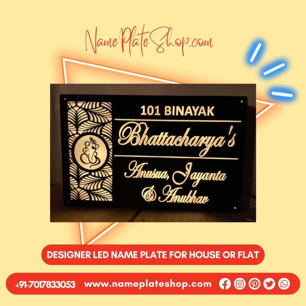 Designer LED Name Plate for House Illuminating Style