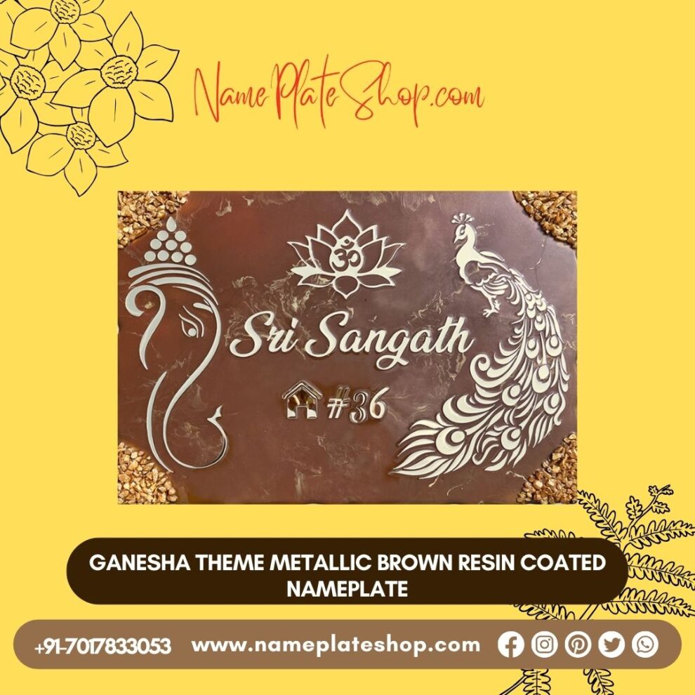 Metallic Brown Resin Coated Nameplate Divine Elegance