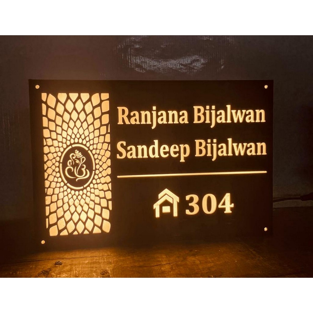 Acrylic LED Home Name Plate – Warm White LED