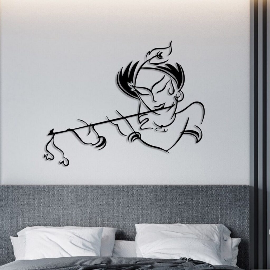Lord Krishna Metal Decor Wall Art | Sacred Serenity