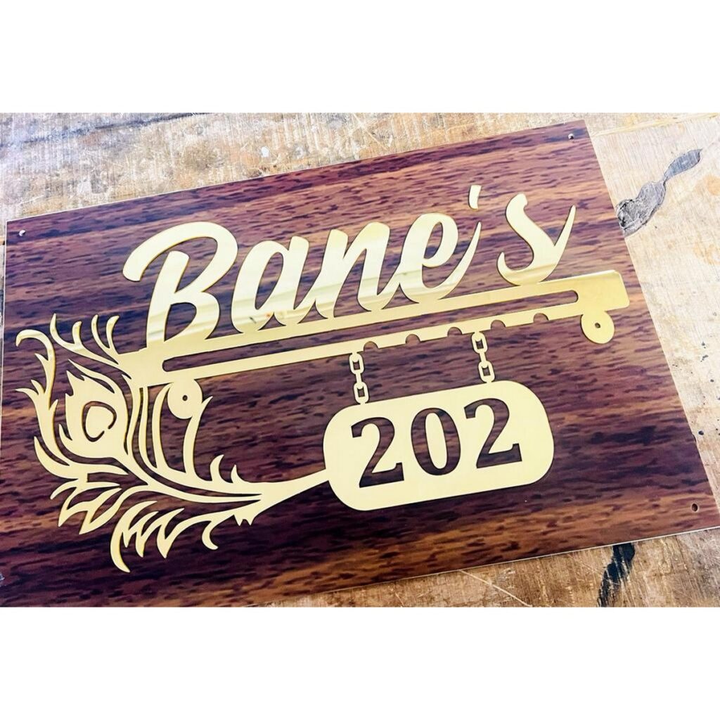 Personalized Embossed Letters Name Plate Wooden Textured