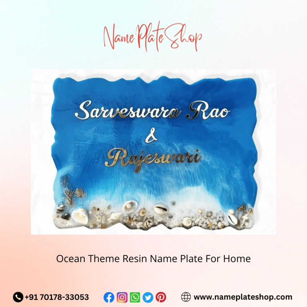 Ocean Theme Resin Name Plate 🌊 Bring the Serenity Home