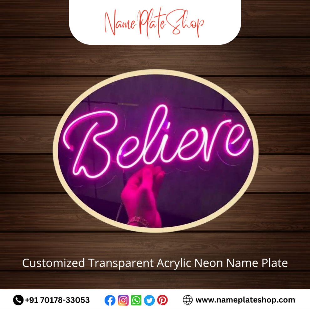 Transparent Acrylic Neon Name Plate 🌈 Illuminate Your Space