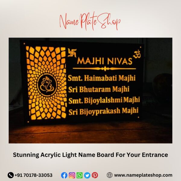 Stunning Acrylic Light Name Board For Your Entrance