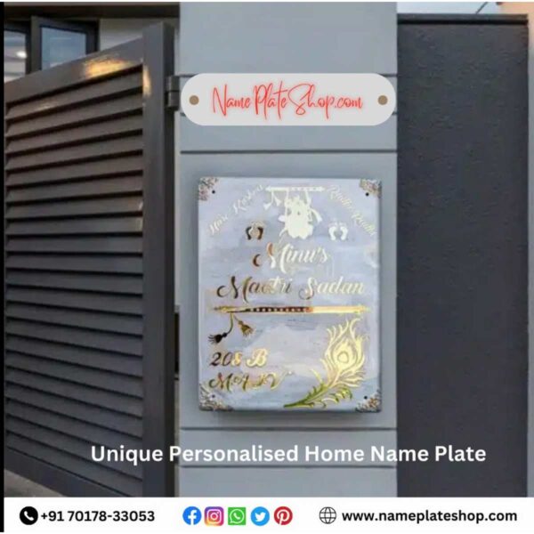 Resin Nameplate - Marine Blue & Golden Luxury Home Decor