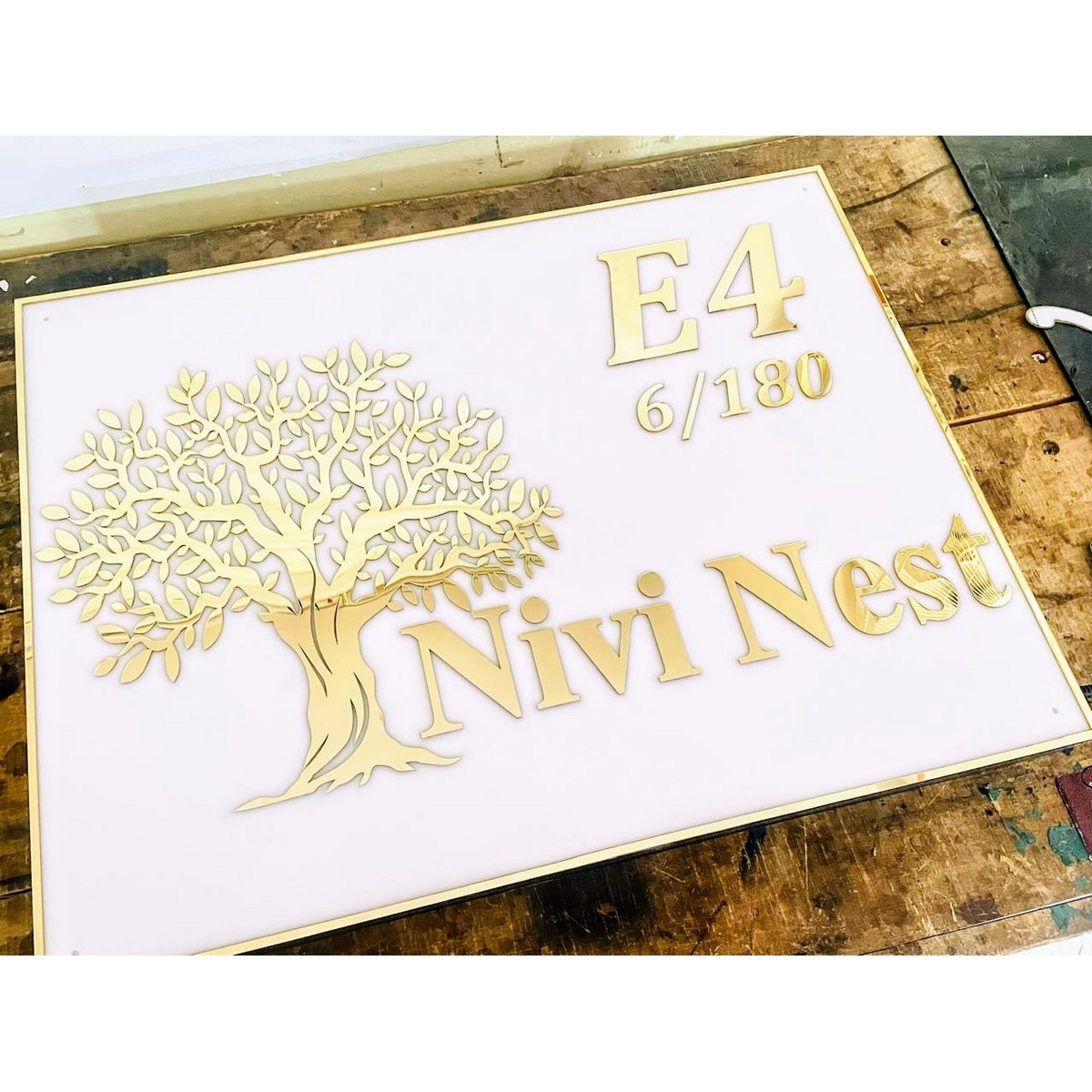 Tree Design Acrylic LED Name Plate – Customizable & Elegant