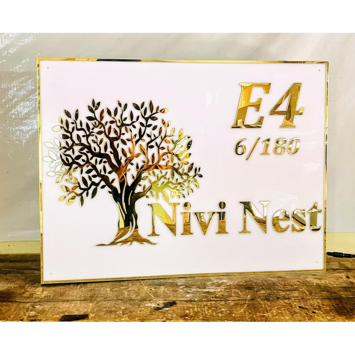 Tree Design Acrylic LED Name Plate – Customizable & Elegant