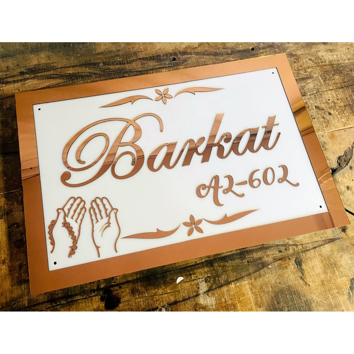 Rose Gold Acrylic LED Name Plate – Elegance for Homes