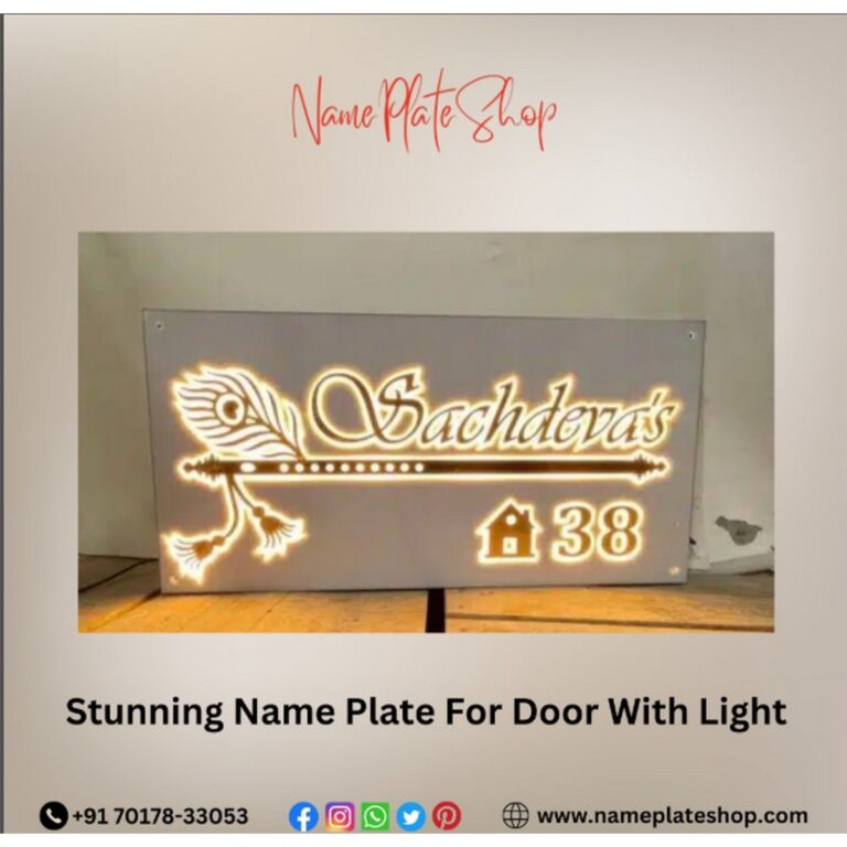 Stunning Door Name Plate with LED Light – Bright & Stylish