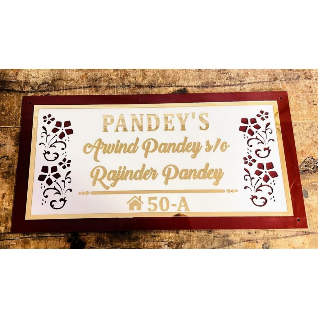 Designer Name Plate For Home Wooden & Acrylic Nameplate