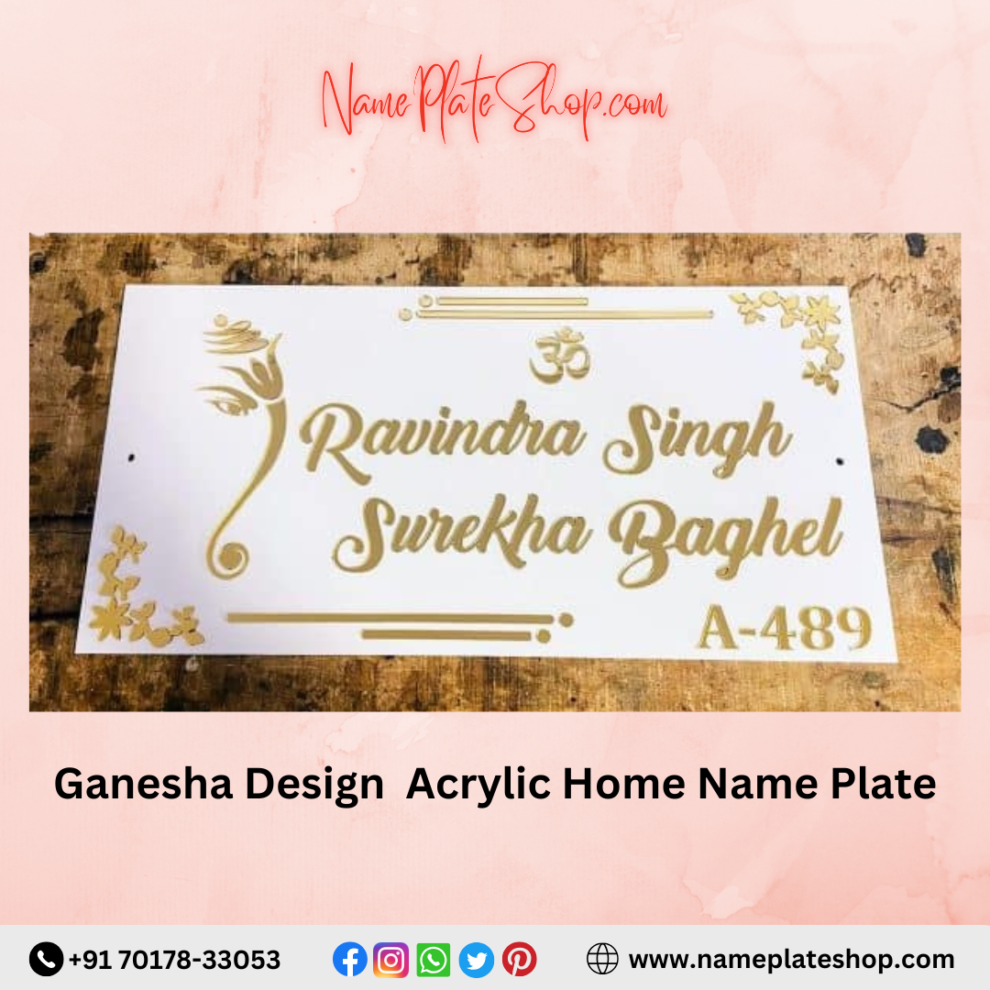 Ganesha Acrylic Home Name Plate | Add Divine Elegance