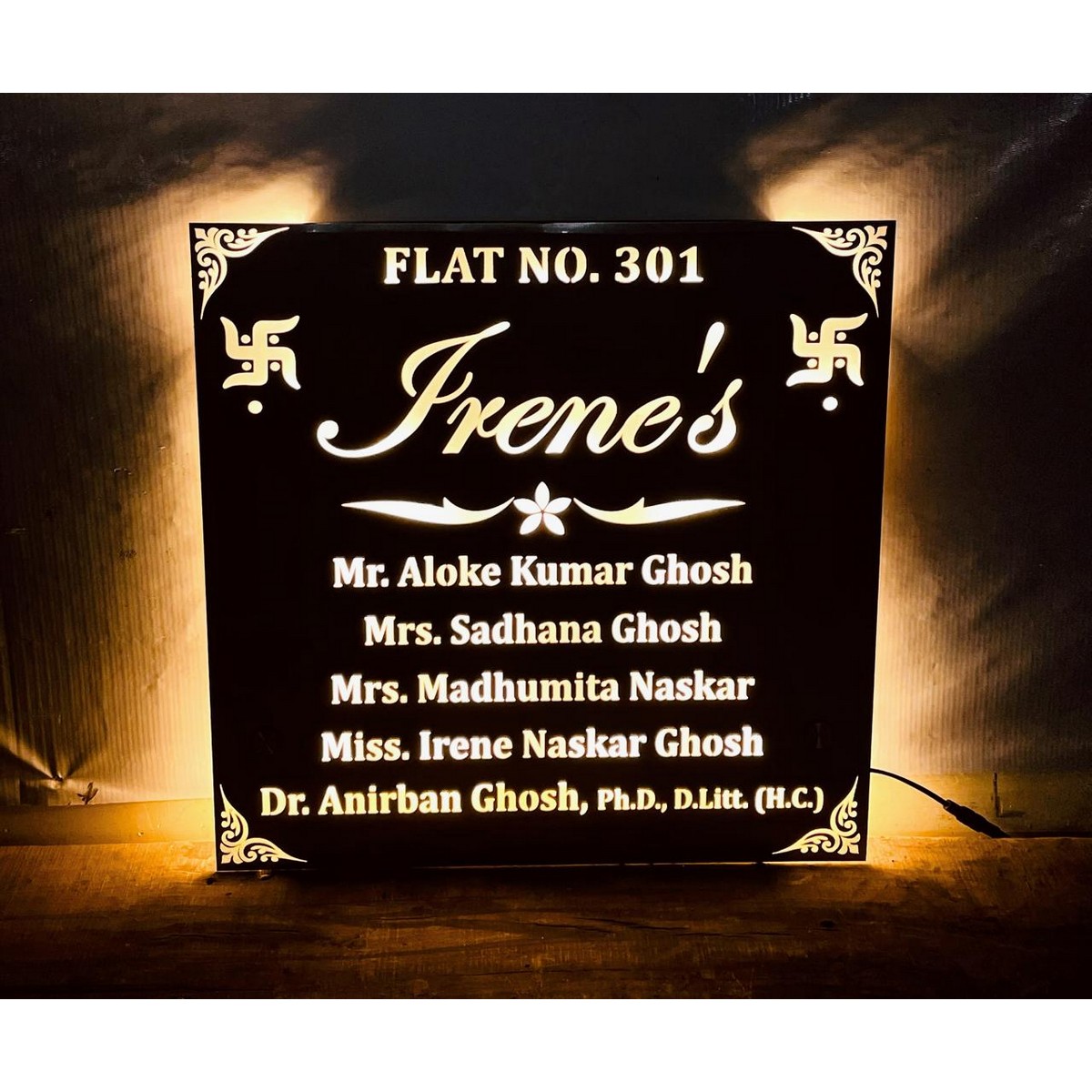 Customized Steel LED Name Plate – Luxurious Welcome to Home
