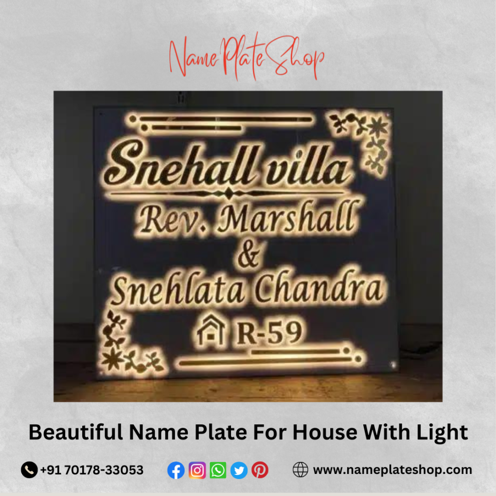 Elevate Your Home Entrance with a Stylish & Durable LED Name Plate ...