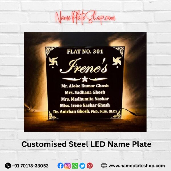 Customized Steel LED Name Plate – Luxurious Welcome to Home