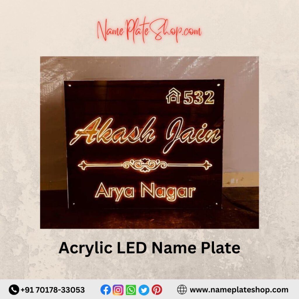Stylish Acrylic LED Name Plate | Illuminate Your Home