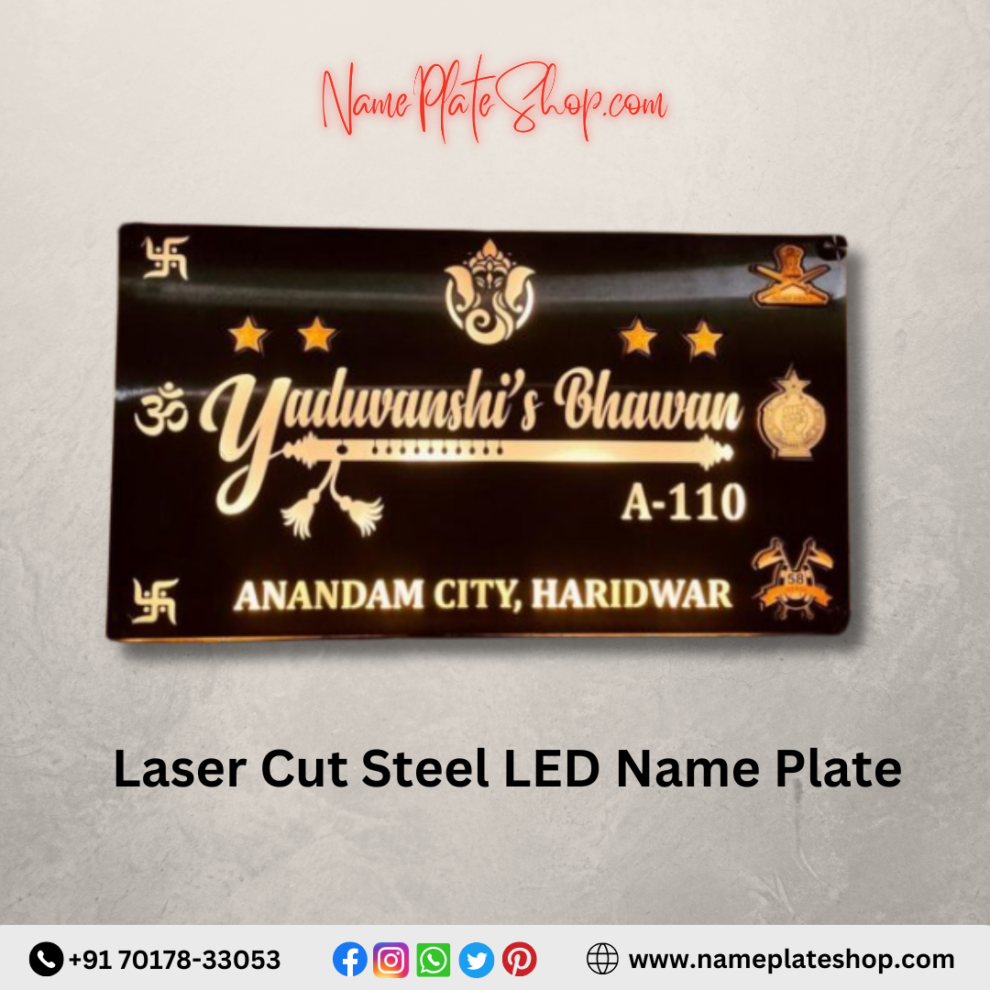 Laser Cut Steel LED Name Plate – A Illuminated Entrance