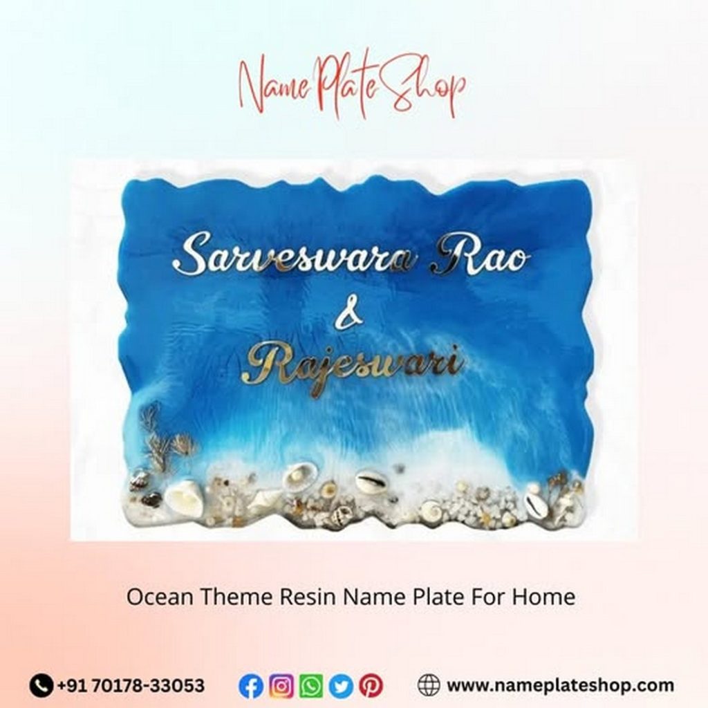 Ocean Theme Resin Name Plate for Home | Customized
