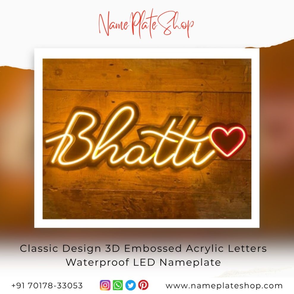 3D Embossed Waterproof LED Nameplate – Add Glow & Elegance