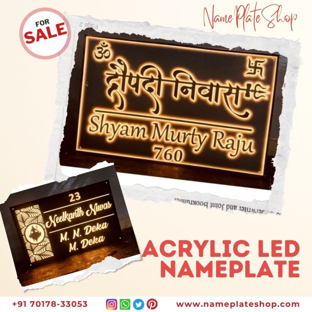 Stylish Acrylic LED Name Plate for Home & Office