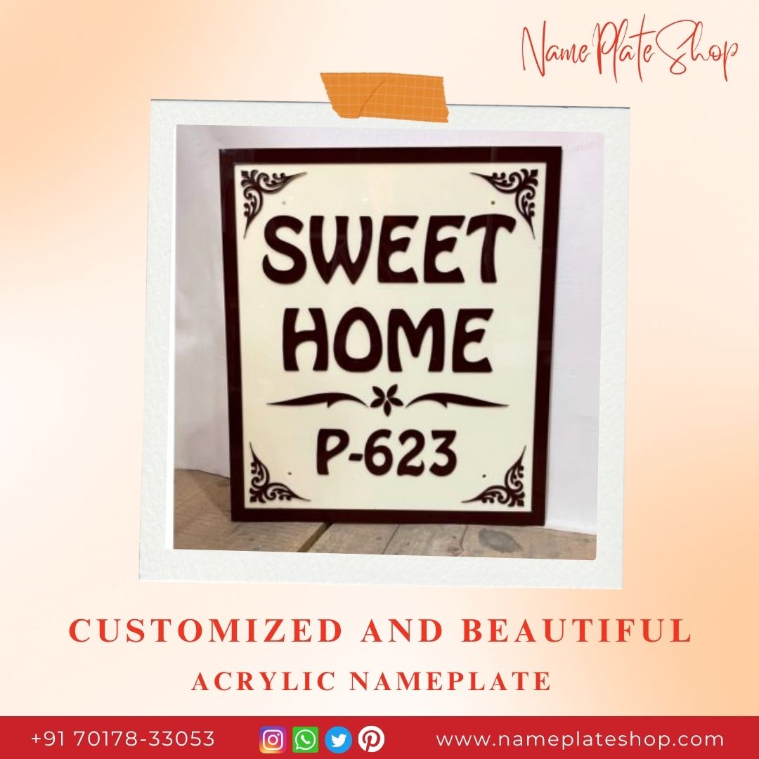 Acrylic Home Name Plate design with a yellow LED nameplate