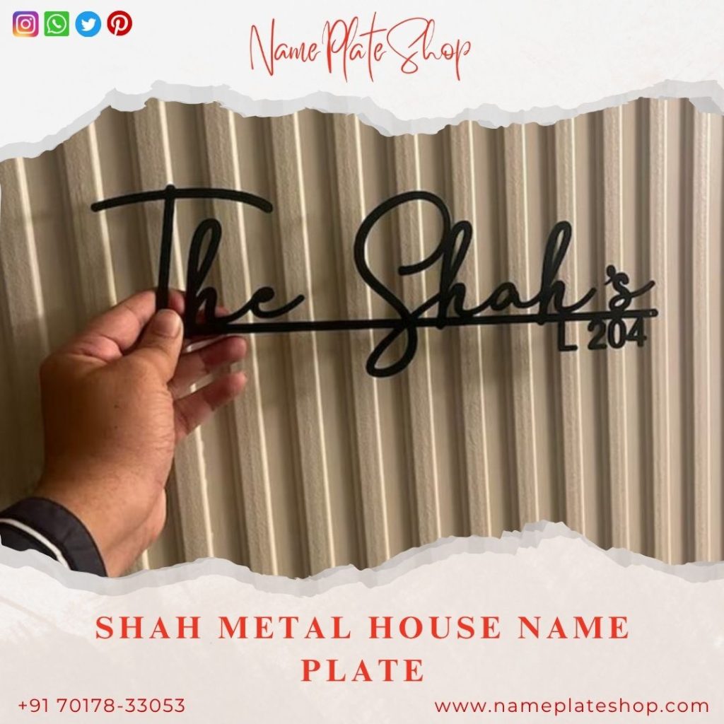Shah Metal House Nameplate – Royal Signature for Your Home