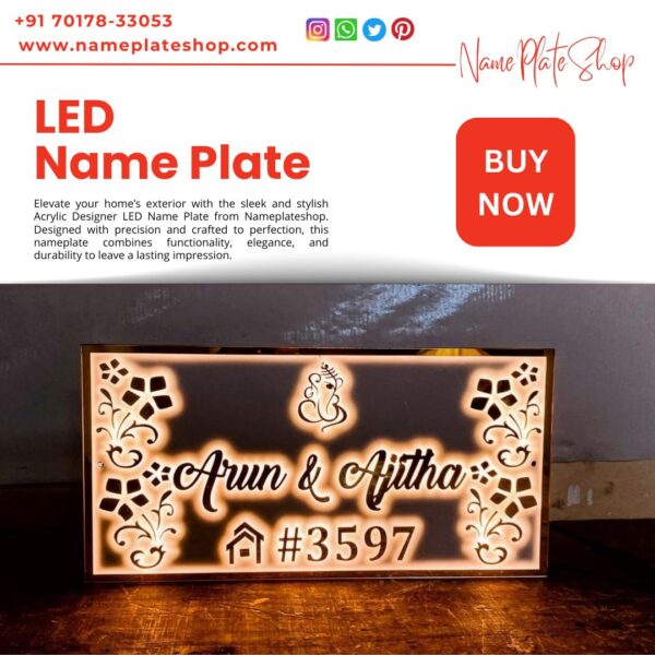 Acrylic LED Name Plate for Home | Custom Glow Designs