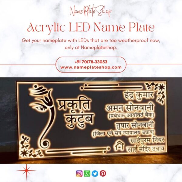 Acrylic LED Name Plate – Personalized, Stylish & Durable
