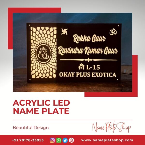 Acrylic LED Name Plate – Modern Glow for Your Home