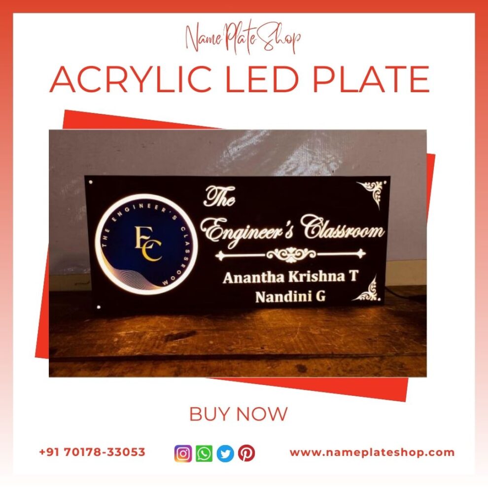 Buy Custom Acrylic LED Name Plate Online - Premium Designs