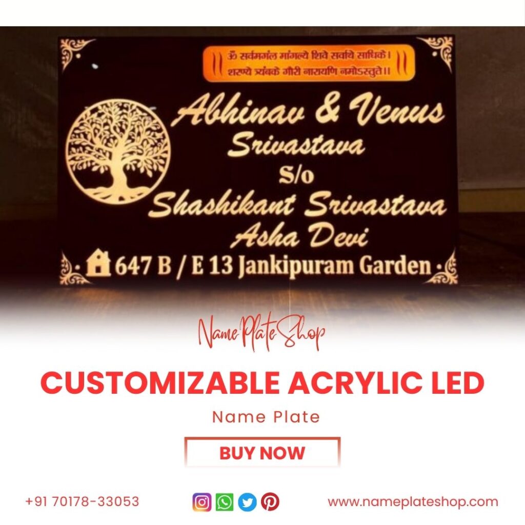 Acrylic LED Name Plate – Modern Glow for Homes & Offices