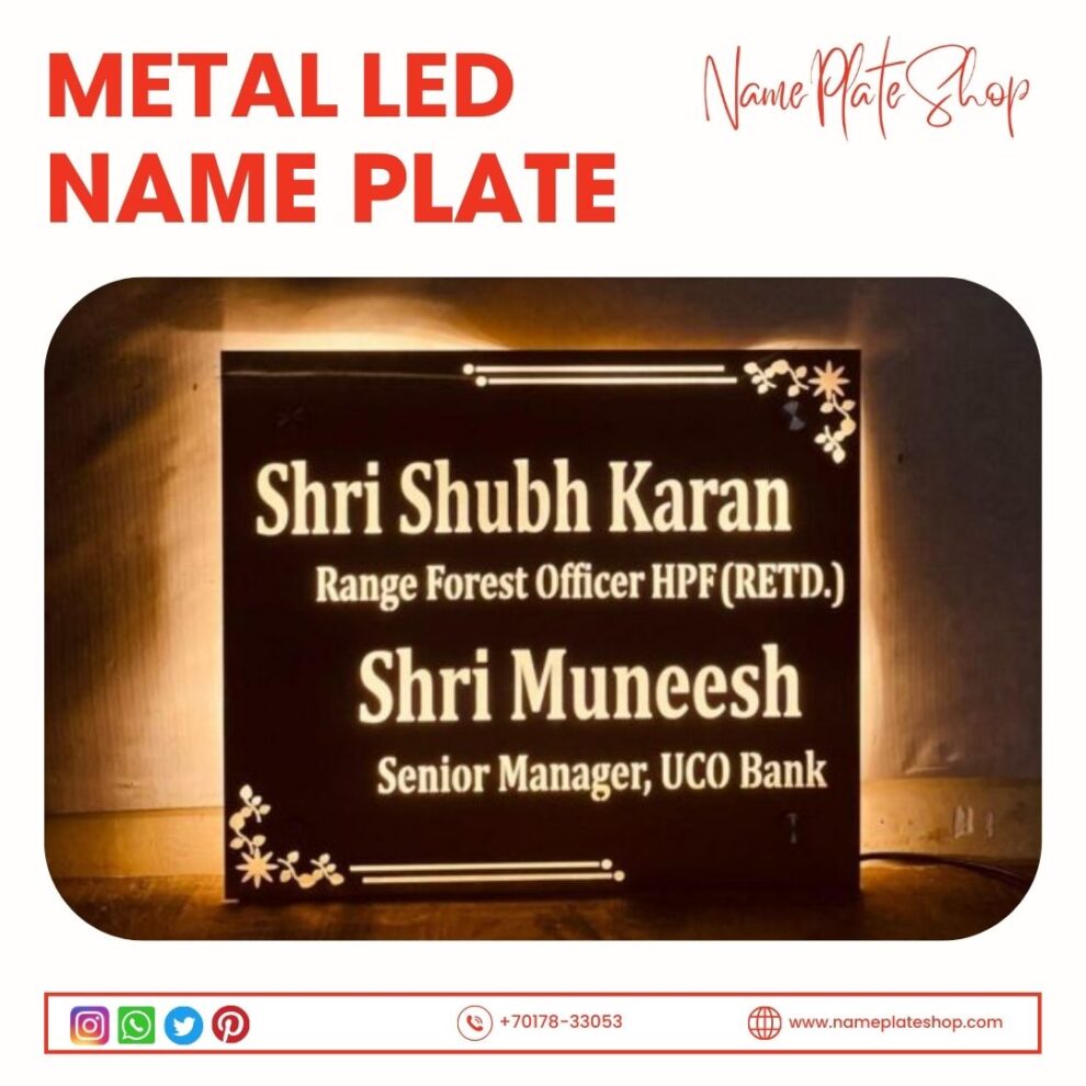 Custom Metal LED Name Plate –Durable, Stylish & Personalized