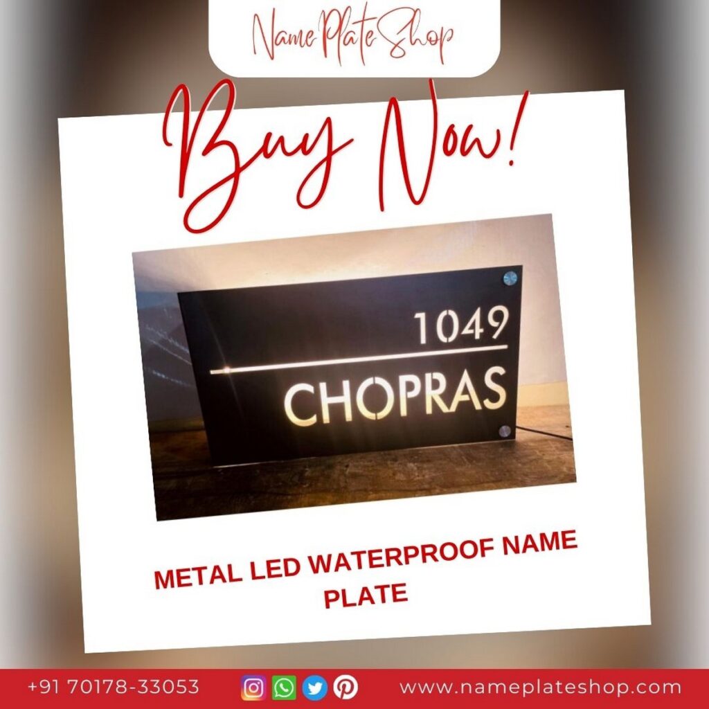 Personalized Metal LED Nameplate – Stylish & Durable Home