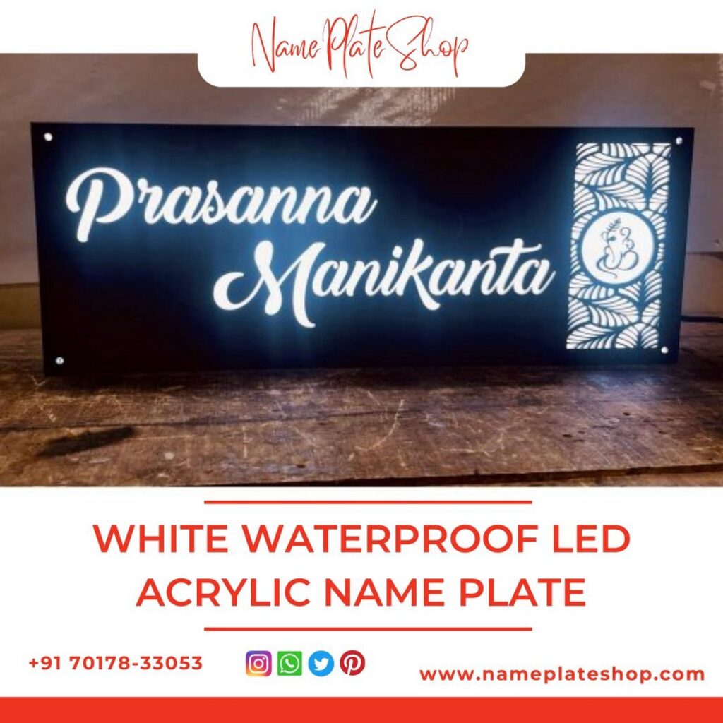 Custom White Acrylic Name Plate - Personalize Your Space