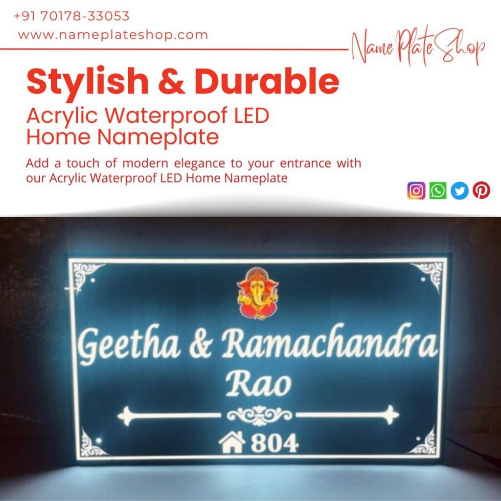 Stunning Acrylic Waterproof LED Nameplate | Custom Home Déco