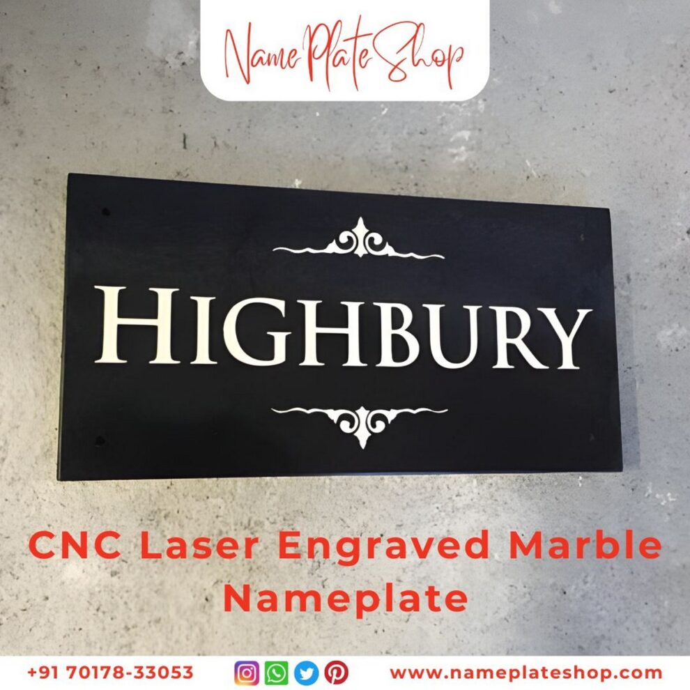 Laser Engraved Marble Nameplate – Luxury Custom Designs