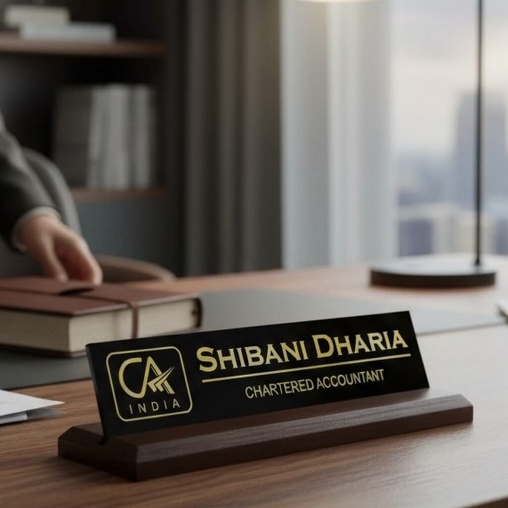 Premium Personalized Desk Nameplate with Wooden Base