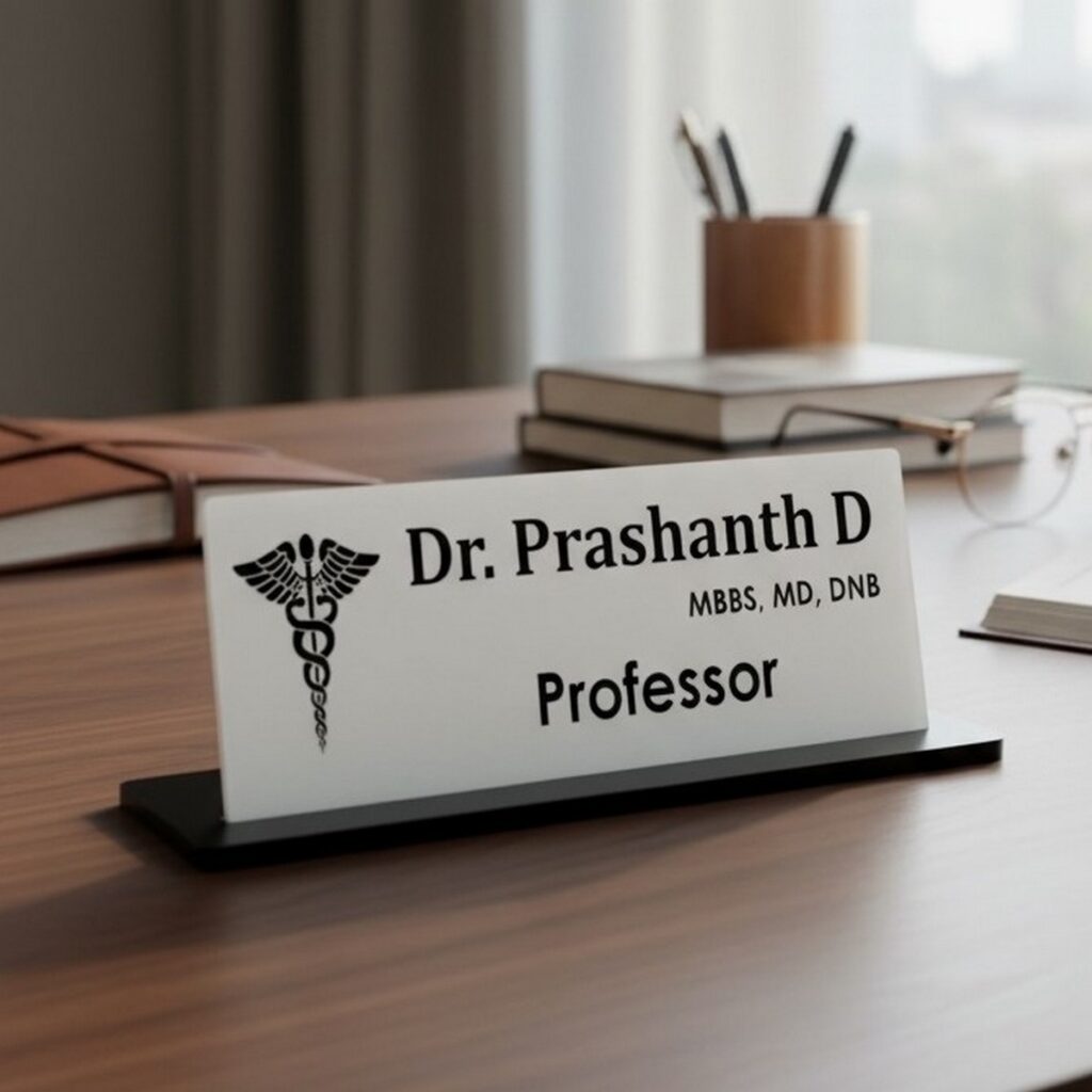 Premium Doctor Desk Nameplate | Dr. Prashanth D